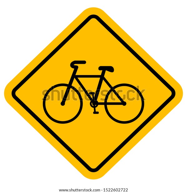 Bicycle Crossing Sign Vector Illustration Yellow Stock Vector (Royalty ...