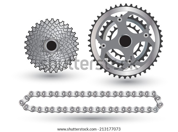 Bicycle Gear Chain Set Isolate On Stock Vector (Royalty Free) 213177073 ...