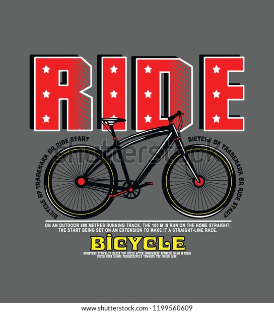 Bicycle Ride Slogan Print Vector Stok Vektör (Telifsiz) 1199560609 ...
