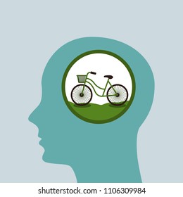 Bicycle Sign Brain Vector Illustration Stock Vector (Royalty Free ...