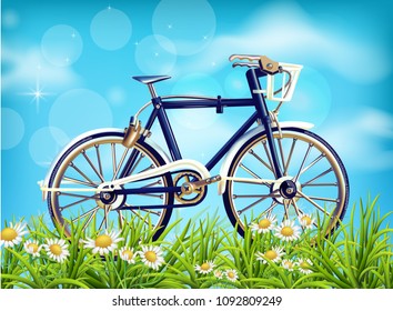 Bicycle Spring Background Vector Realistic Season Stock Vector (Royalty ...