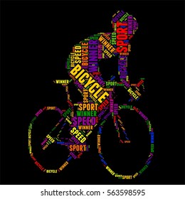 Bicycle Typography Word Cloud Colorful Vector Stock Vector (Royalty ...