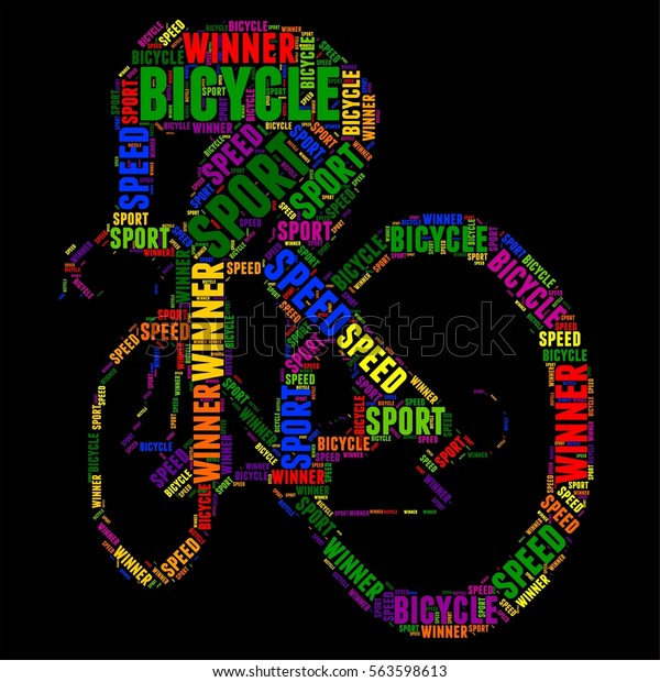Bicycle Typography Word Cloud Colorful Vector Stock Vector (Royalty ...