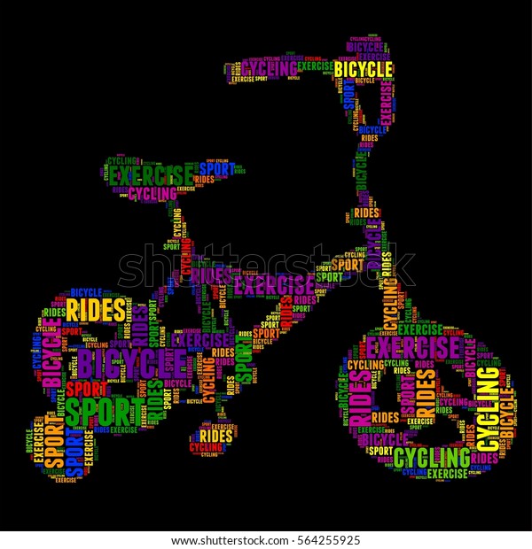 Bicycle Typography Word Cloud Colorful Vector Stock Vector (Royalty ...