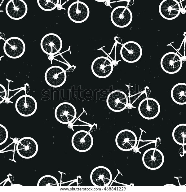 Bicycles On Black Background Seamless Pattern Stock Vector (Royalty ...
