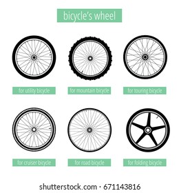 Bicycles Wheel Silhouette Set Stock Vector (Royalty Free) 671143816 ...