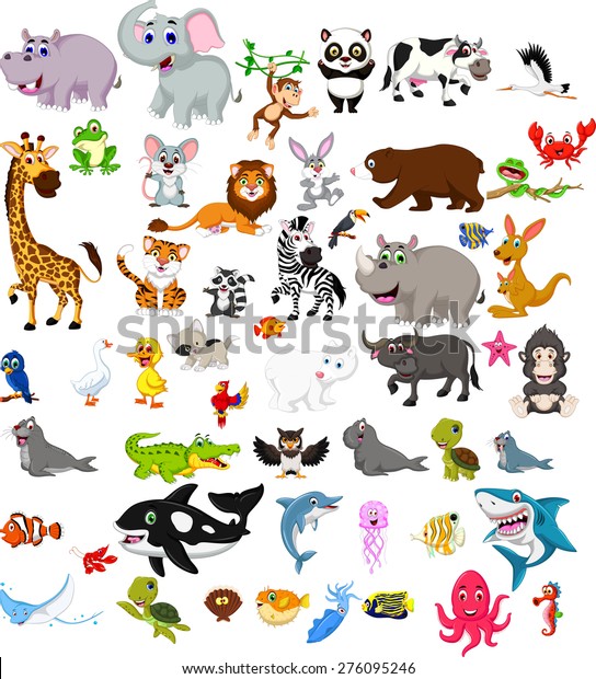 grupo de dibujos animados de animales: vector de stock (libre de ...