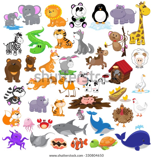 Big Animals Set Stock Vector (Royalty Free) 330804650 | Shutterstock