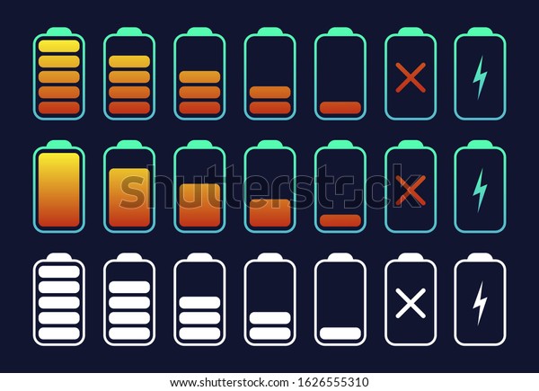 Big Battery Symbol Set Different Level Stock Vector (Royalty Free ...
