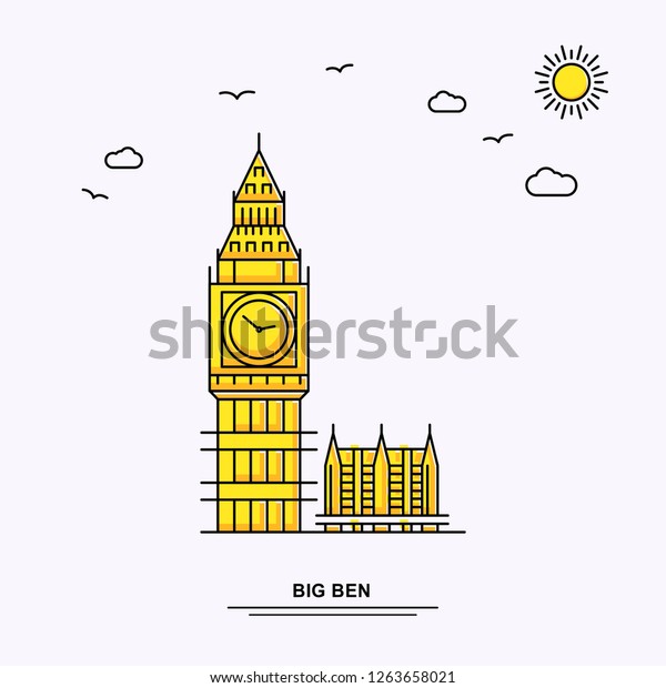 Big Ben Monument Poster Template World: Stock-Vektorgrafik (Lizenzfrei ...