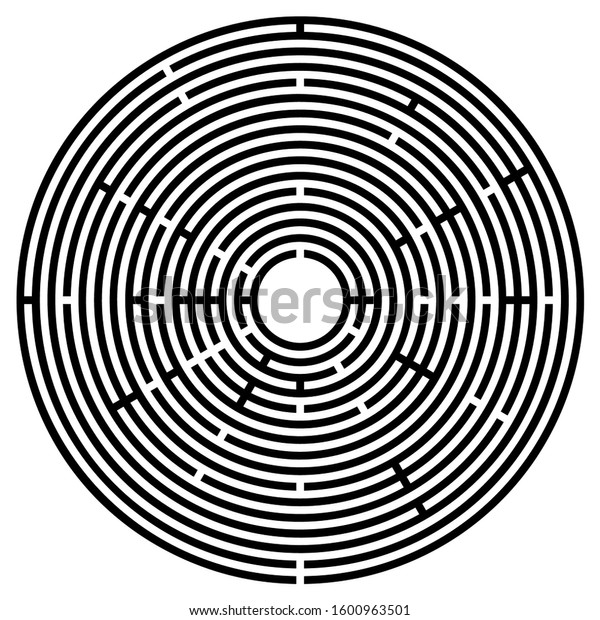Big Black Circular Maze Radial Labyrinth Stock Vector (Royalty Free ...