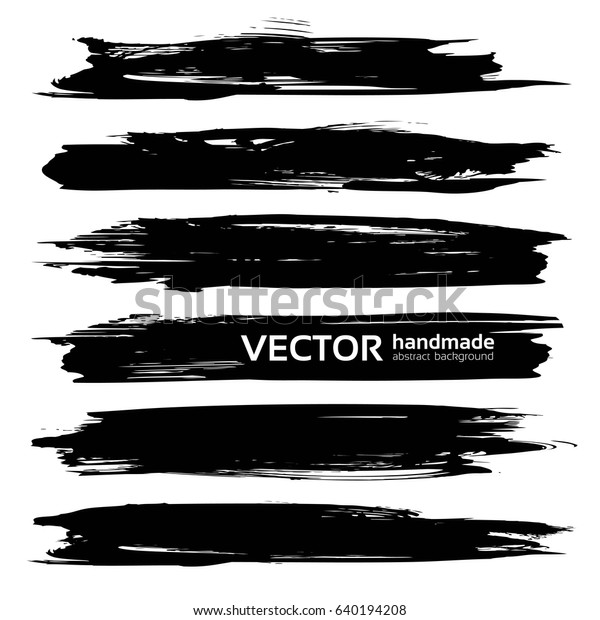 Big Black Long Ink Strokes Isolated Stock Vector (Royalty Free ...