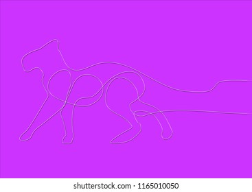 Vektor Stok Big Cat Continuous Line Purple Background (Tanpa Royalti ...