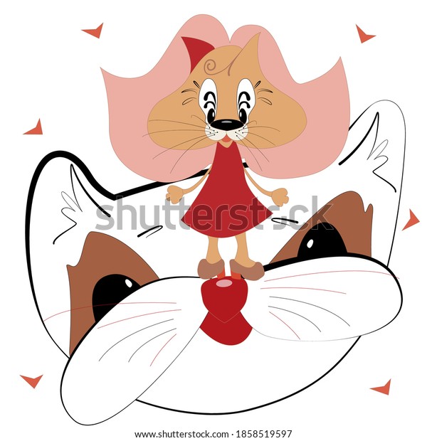 Big Cat Face Small Cat Beatiful Stock Vector (Royalty Free) 1858519597 ...