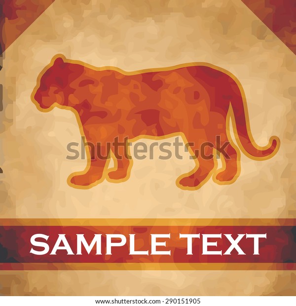 Big Cat Silhouette On Parchment Dark: vector de stock (libre de ...