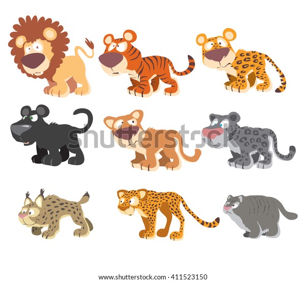 Big Cats Set Vector Illustration: vetor stock (livre de direitos ...