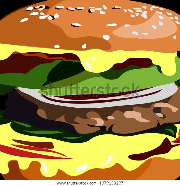 Big Cheeseburger Macro Vector Illustration Stock Vector (Royalty Free ...