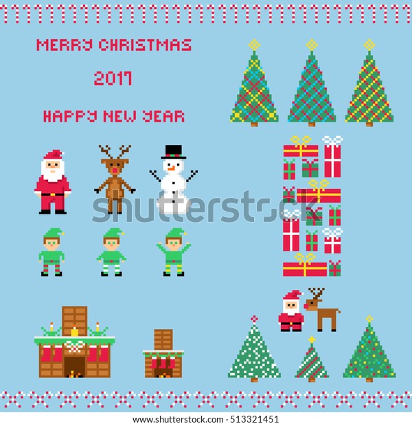 Big Christmas Set Style Eightbit Game Stock Vector (Royalty Free) 513321451