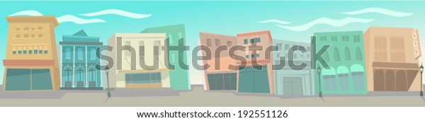 Big City Cartoon Vector Illustration Flat Stock Vector (Royalty Free ...