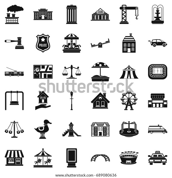 Big City Icons Set Simple Style Stock Vector (Royalty Free) 689080636 ...
