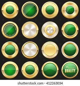Big Collection Green Gold Badges Buttons Stock Vector (Royalty Free ...