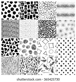 Big Collection Hand Drawn Seamless Patterns Stock Vector (Royalty Free ...
