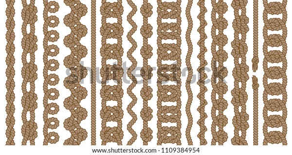 Big Collection Monochrome Rope Vector Seamless Stock Vector (Royalty ...