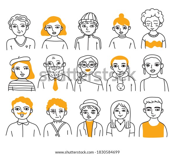 Big Collection Portraits Positive Expression Avatars Stock Vector ...