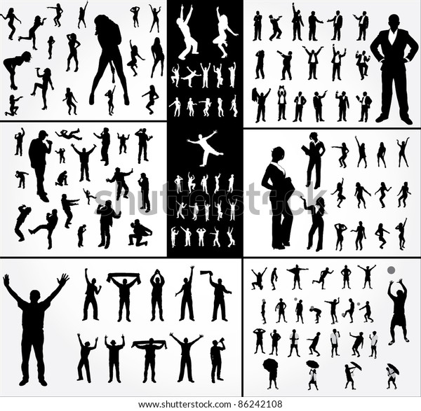 Big Collection Poses People Stock Vector (Royalty Free) 86242108 ...