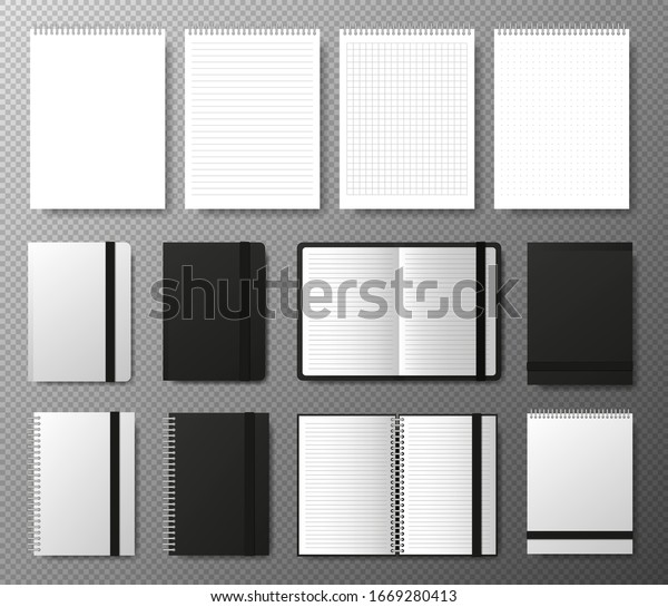 Big Collection Realistic Blank Black Open Stock Vector (Royalty Free ...