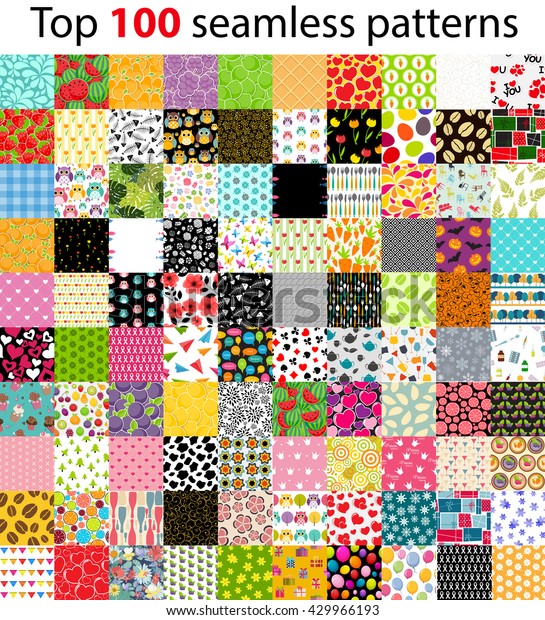 Big Collection Set 100 Top Seamless Stock Vector (Royalty Free) 429966193