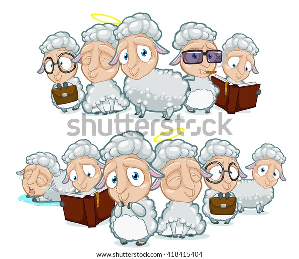Big collection of sheep character with different emotions and poses ...