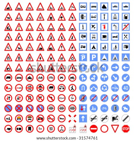 Big Collection Traffic Signs Stock Vector (Royalty Free) 31574761 ...