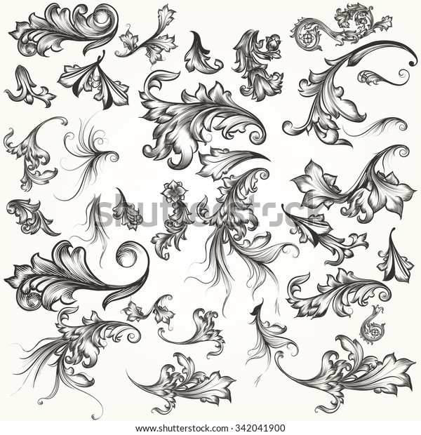 Big Collection Vector Filigree Hand Drawn Stock Vector (Royalty Free ...
