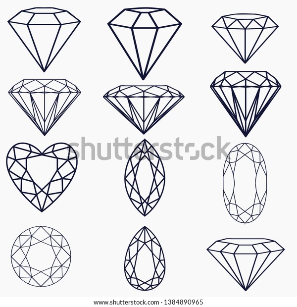 Big Collection Vector Geometric Crystals Shapes Stock Vector (Royalty ...