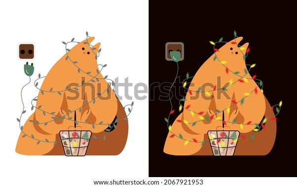 Big Cute Ginger Cat Entangled Colored Stock Vector (Royalty Free ...