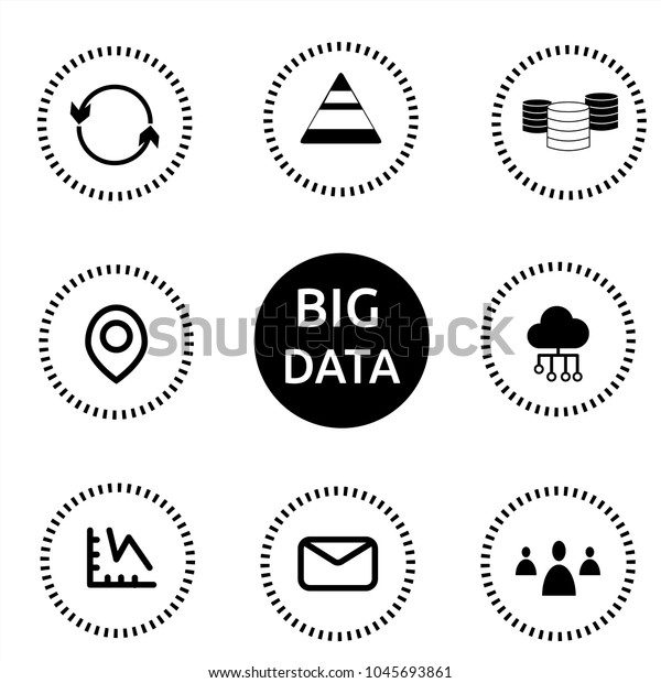 Big Data Black White Nine Icons Stock Vector (Royalty Free) 1045693861 ...
