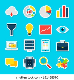 Big Data Stickers Vector Illustration Flat: vector de stock (libre de ...