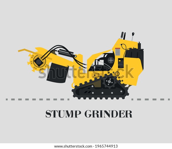 Big Detailed Yellow Stump Grinder Stock Vector (Royalty Free) 1965744913