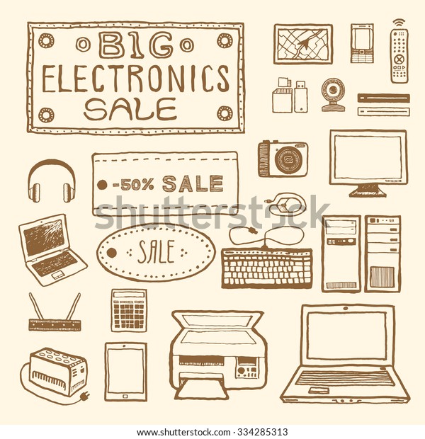 Big Electronics Sale Set Electronic Devices Stock Vector (Royalty Free ...
