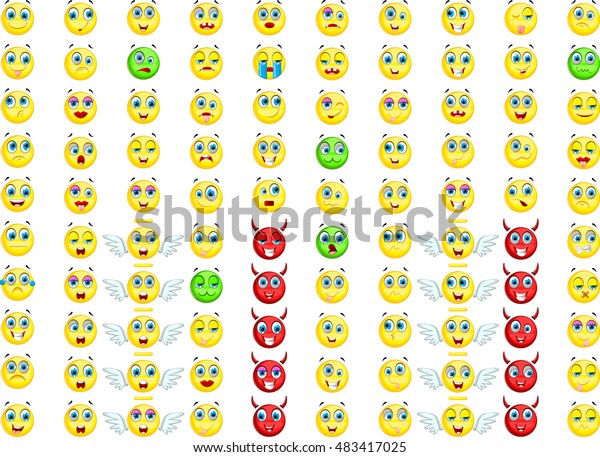 Big Emoticon Set You Design Stock Vector (Royalty Free) 483417025 ...