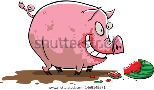 Big Fat Dirty Pig Rolling Mud Stock Vector (Royalty Free) 1468148591 ...