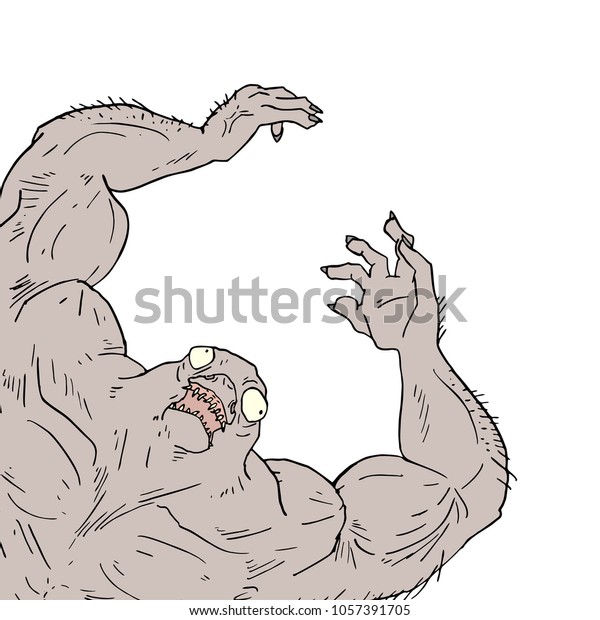 Big Fear Monster Draw Stock Vector (Royalty Free) 1057391705 | Shutterstock