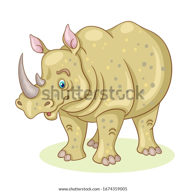 Big Friendly Rhino Cartoon Style Isolated Stock Vector (Royalty Free ...