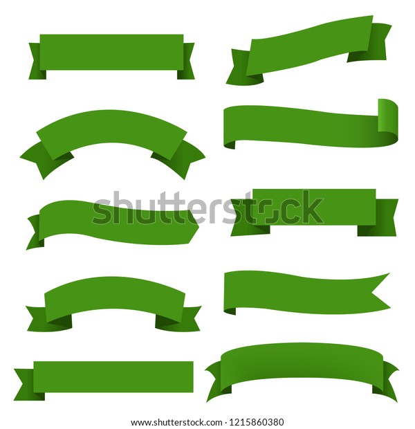 Big Green Ribbons Set White Background Stock Vector (Royalty Free ...