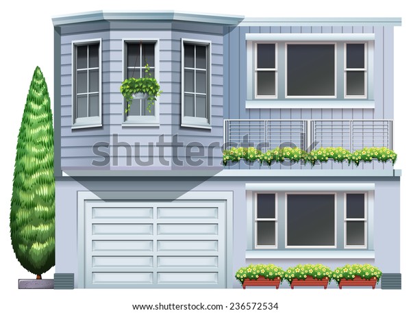 Big Grey Building On White Background Stock Vector (Royalty Free ...