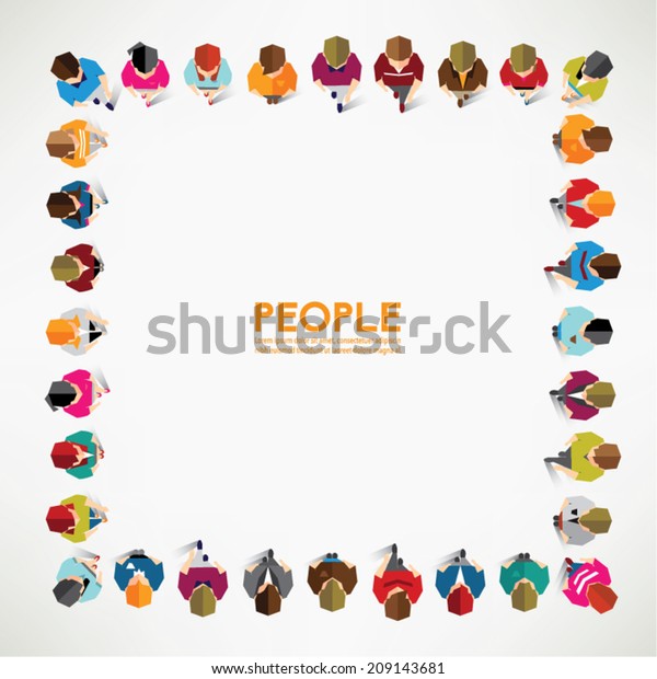 Big Group Top View People Vector Stock Vector (Royalty Free) 209143681