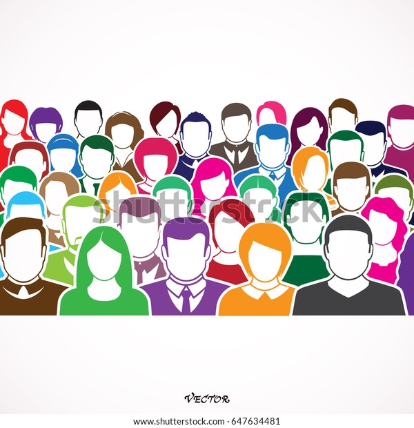 Big Group Unrecognizable People Color Vector 스톡 벡터(로열티 프리) 647634481 ...