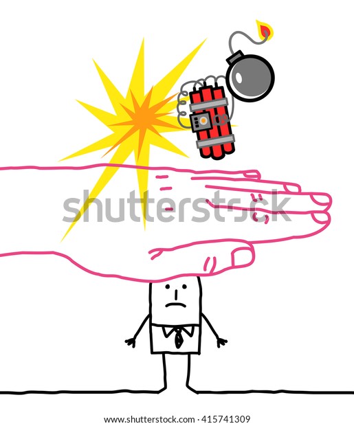 Big Hand Cartoon Characters Terrorism Protection Stock Vector (Royalty ...