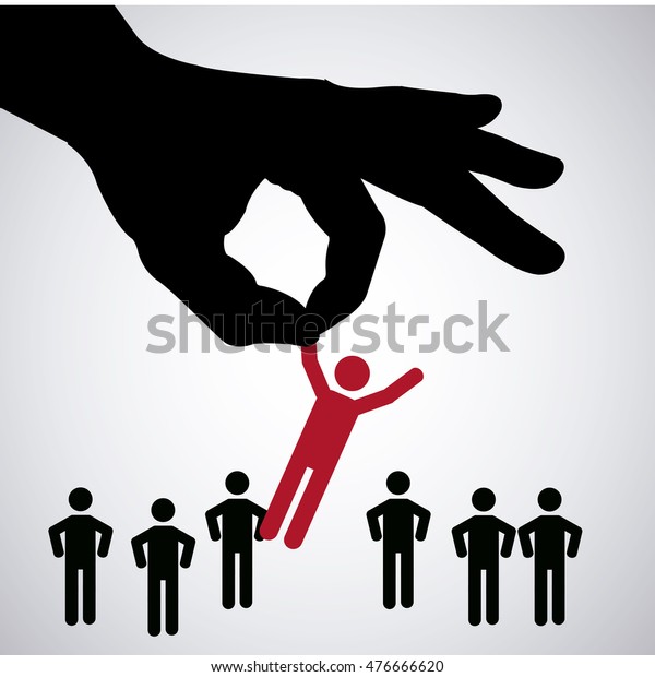 Big Hand Choosing People Stock Vector (Royalty Free) 476666620 ...